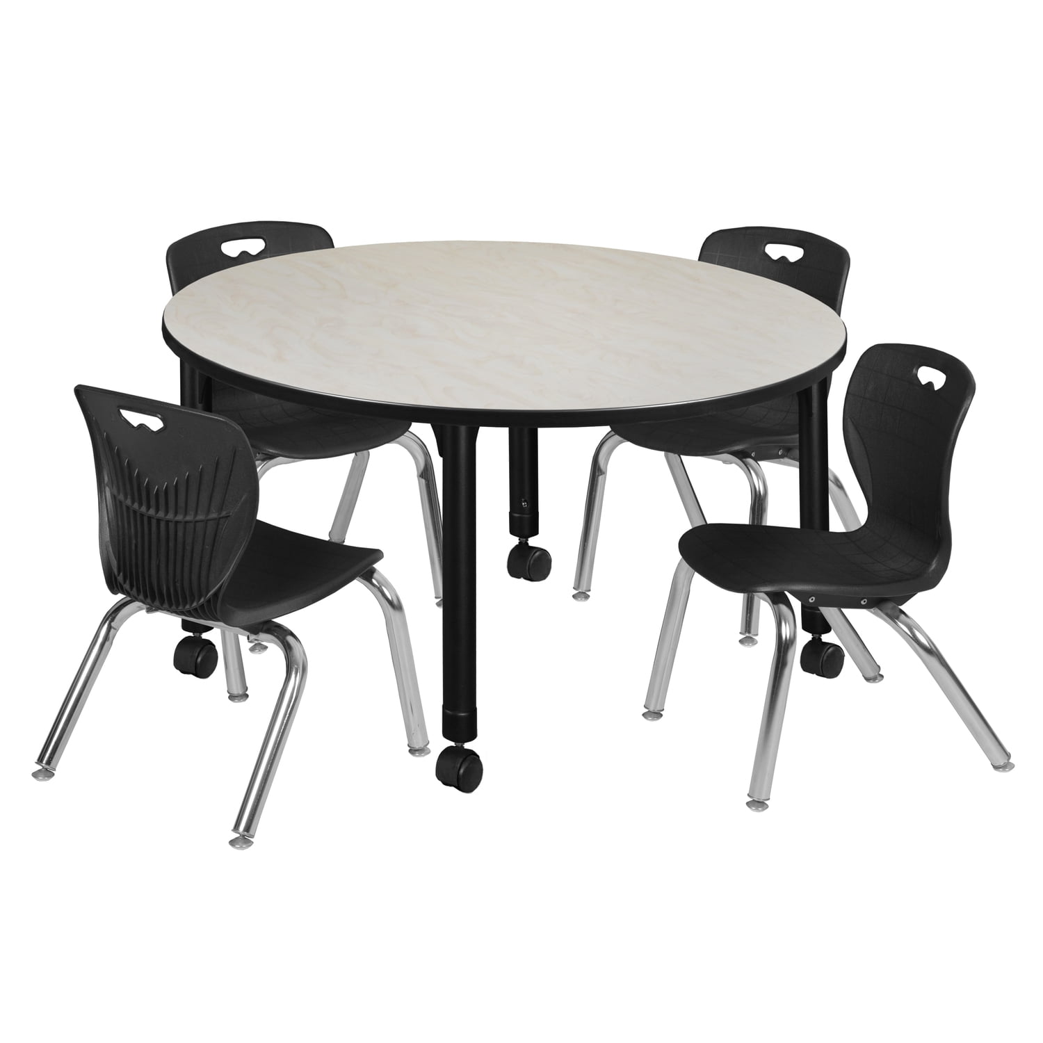 Regency Kee 48" Round Height Adjustable Classroom Table - Maple & 4 ...