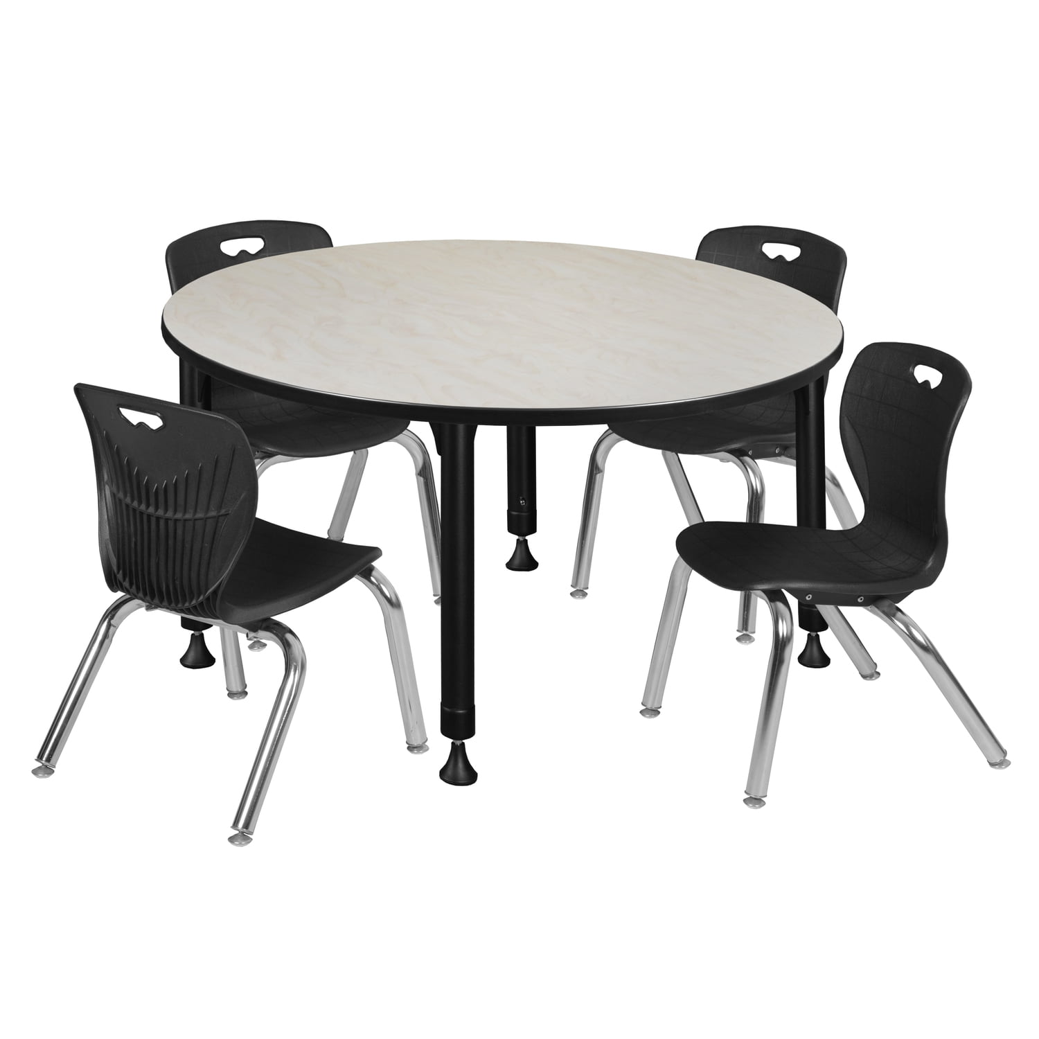 Regency Kee 48" Round Height Adjustable Classroom Table - Maple & 4 ...