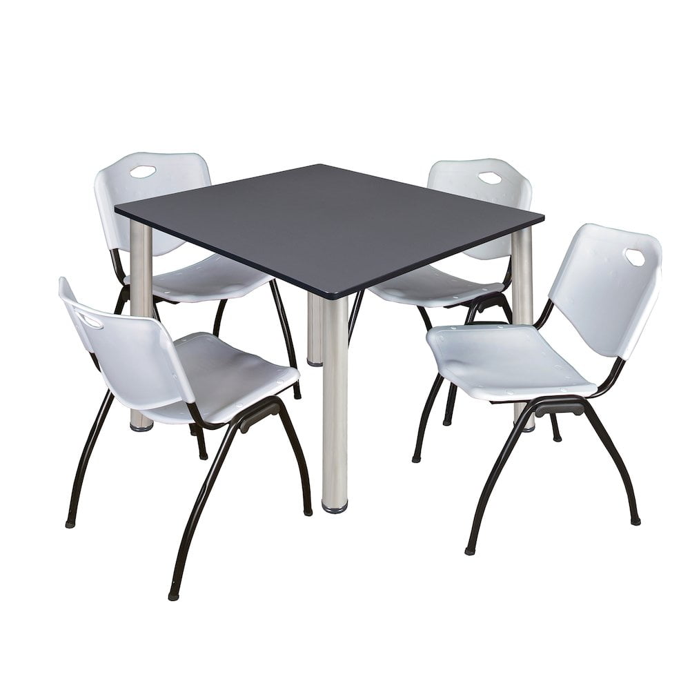 Regency 48 in Square Breakroom Table- Grey Top, Chrome Legs, 4 M Stack ...