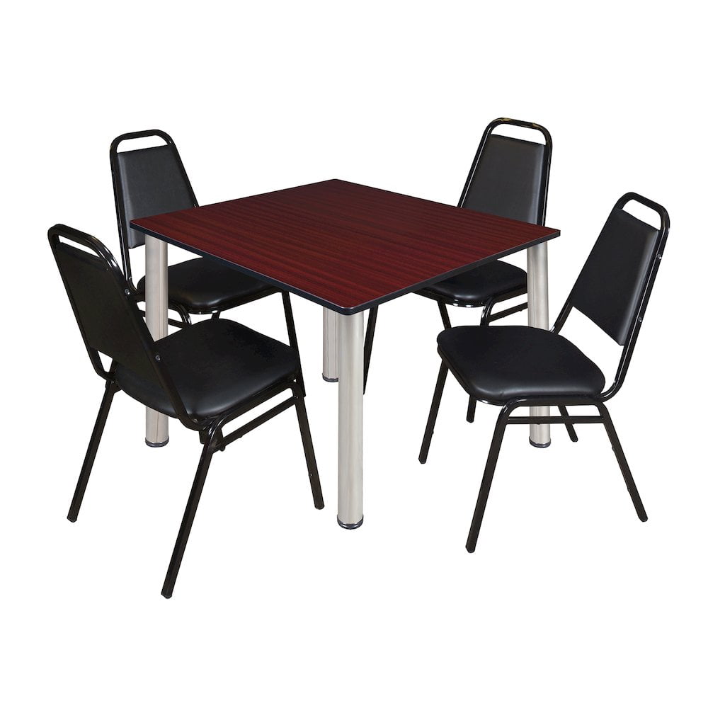 Regency 48 Square Breakroom Table- Mahogany Top, Chrome Legs, 4 ...