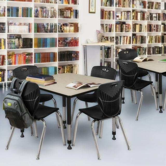 Regency Kee 48 in. Square Adjustable Classroom Table- Maple & 4 Andy 18 ...