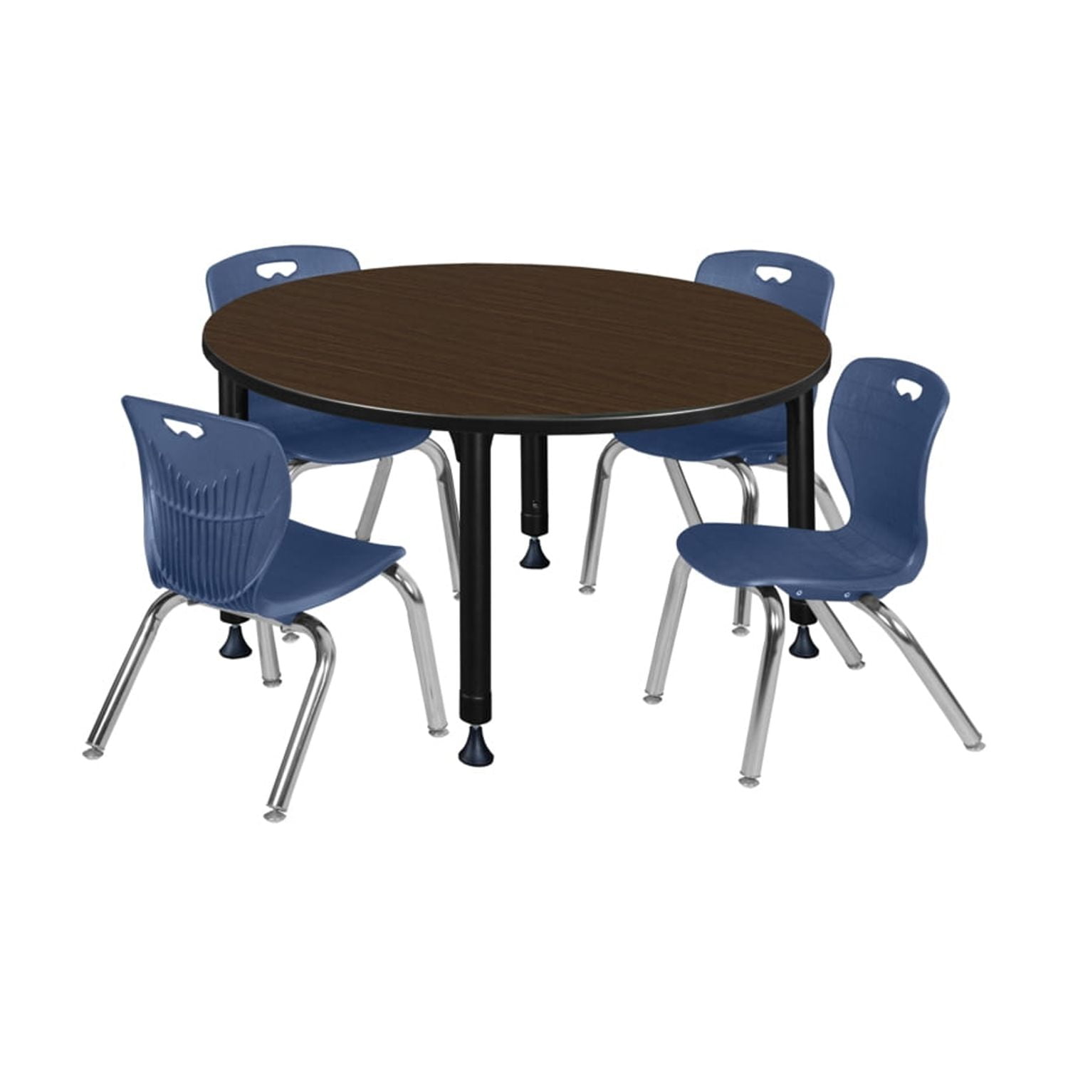 Regency Kee 48 in. Round Adjustable Classroom Table- Neo Walnut Top ...