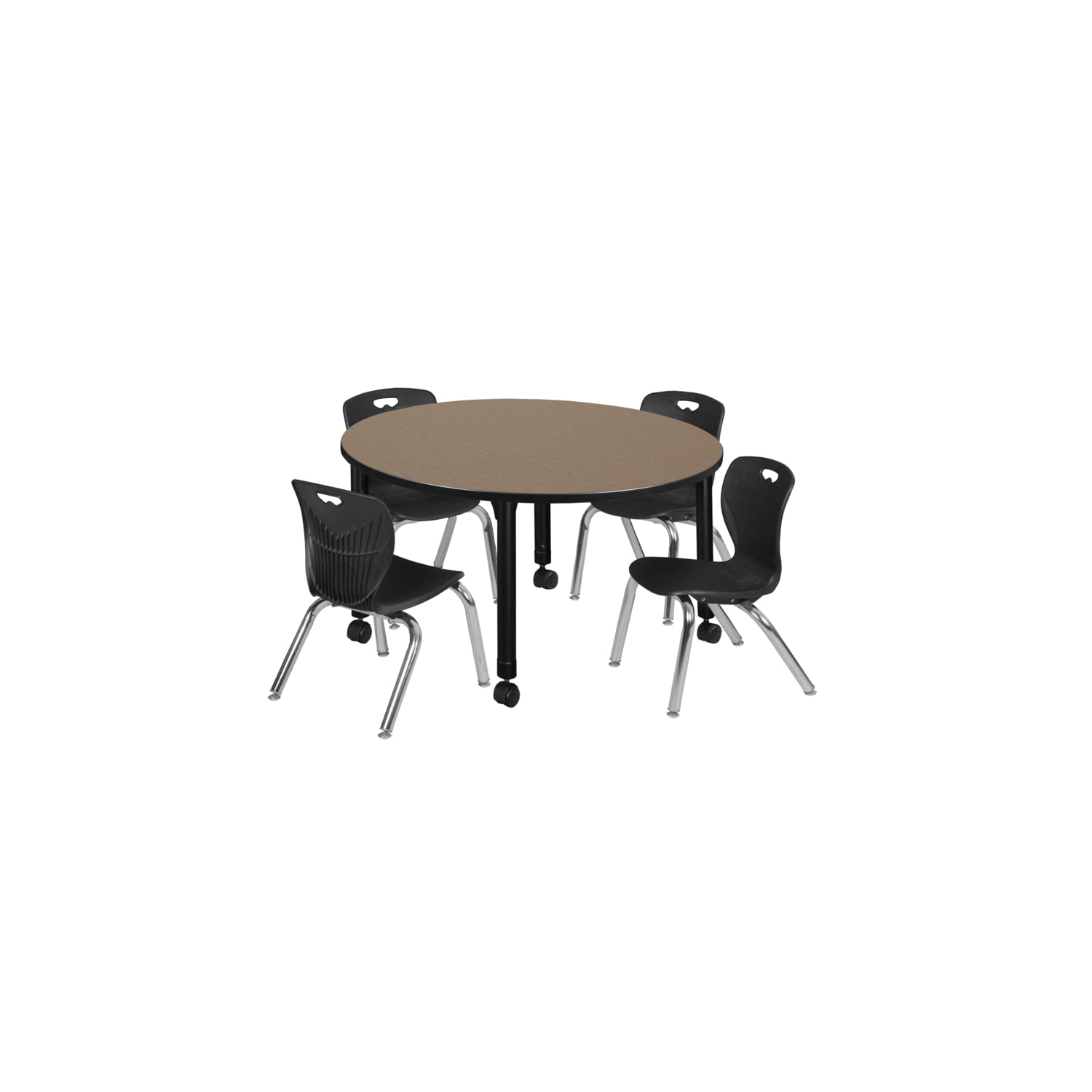 Regency Kee 48 in. Round Mobile Adjustable Classroom Table- Noble Oak ...
