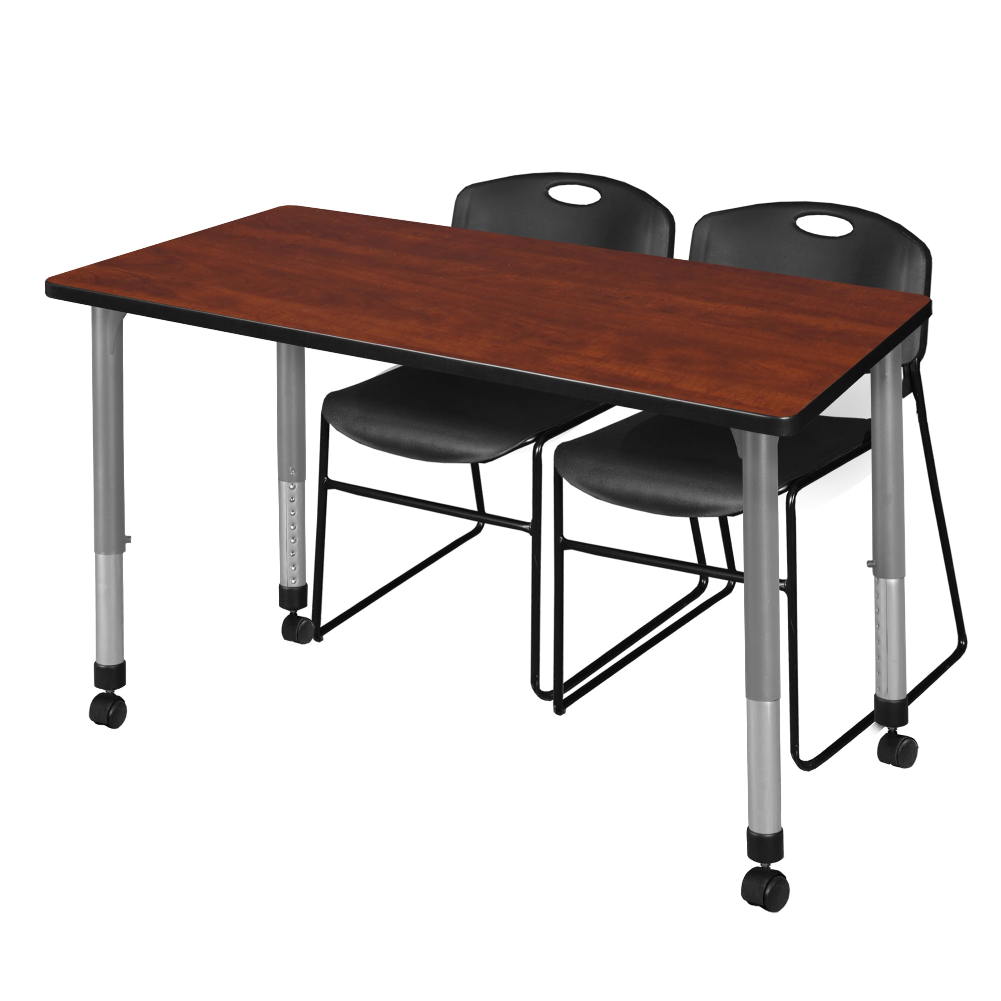 Regency Kee 48 x 24 in. Mobile Adjustable Classroom Table- Cherry & 2 ...