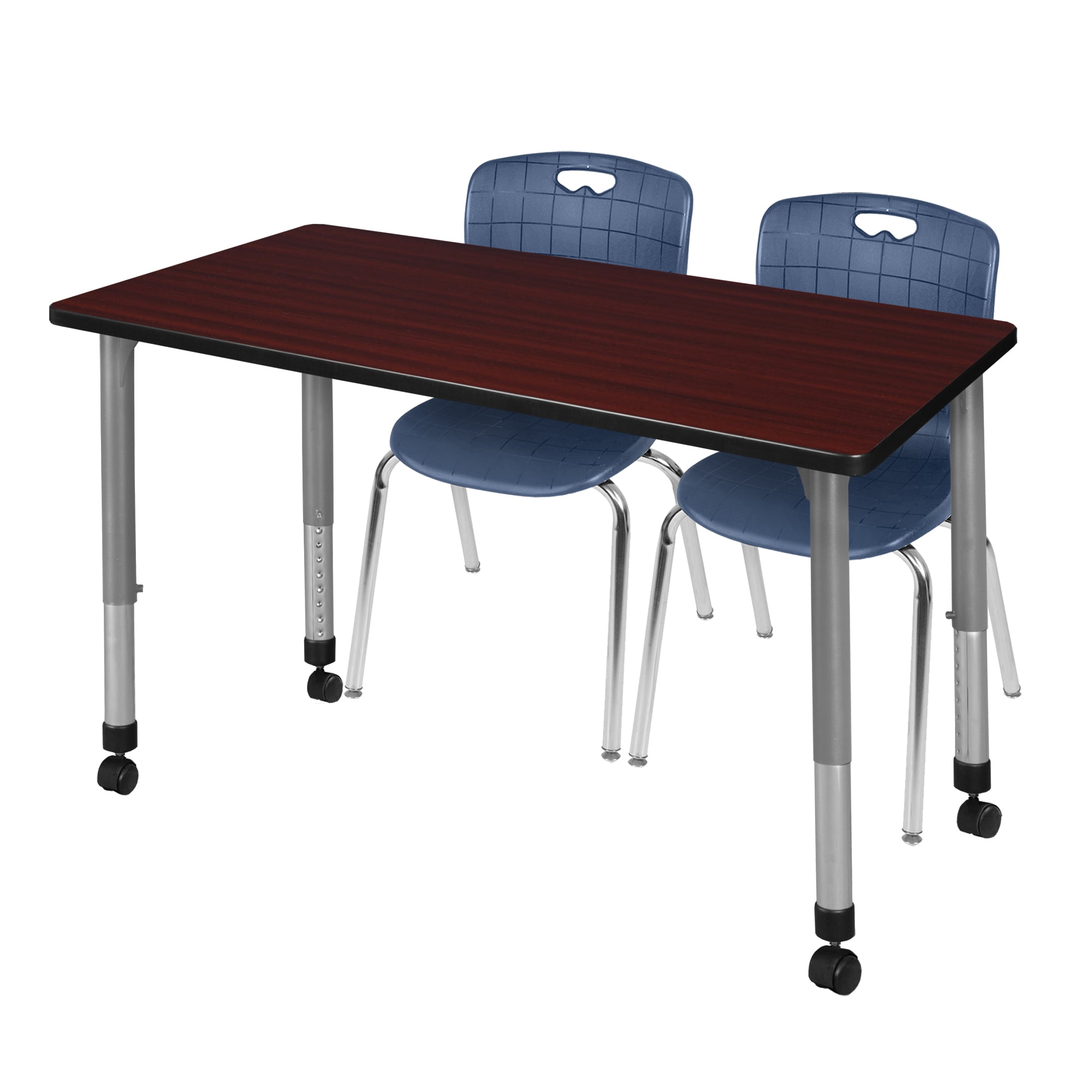 Regency Kee 48 x 24 in. Mobile Adjustable Classroom Table- Mahogany & 2 ...