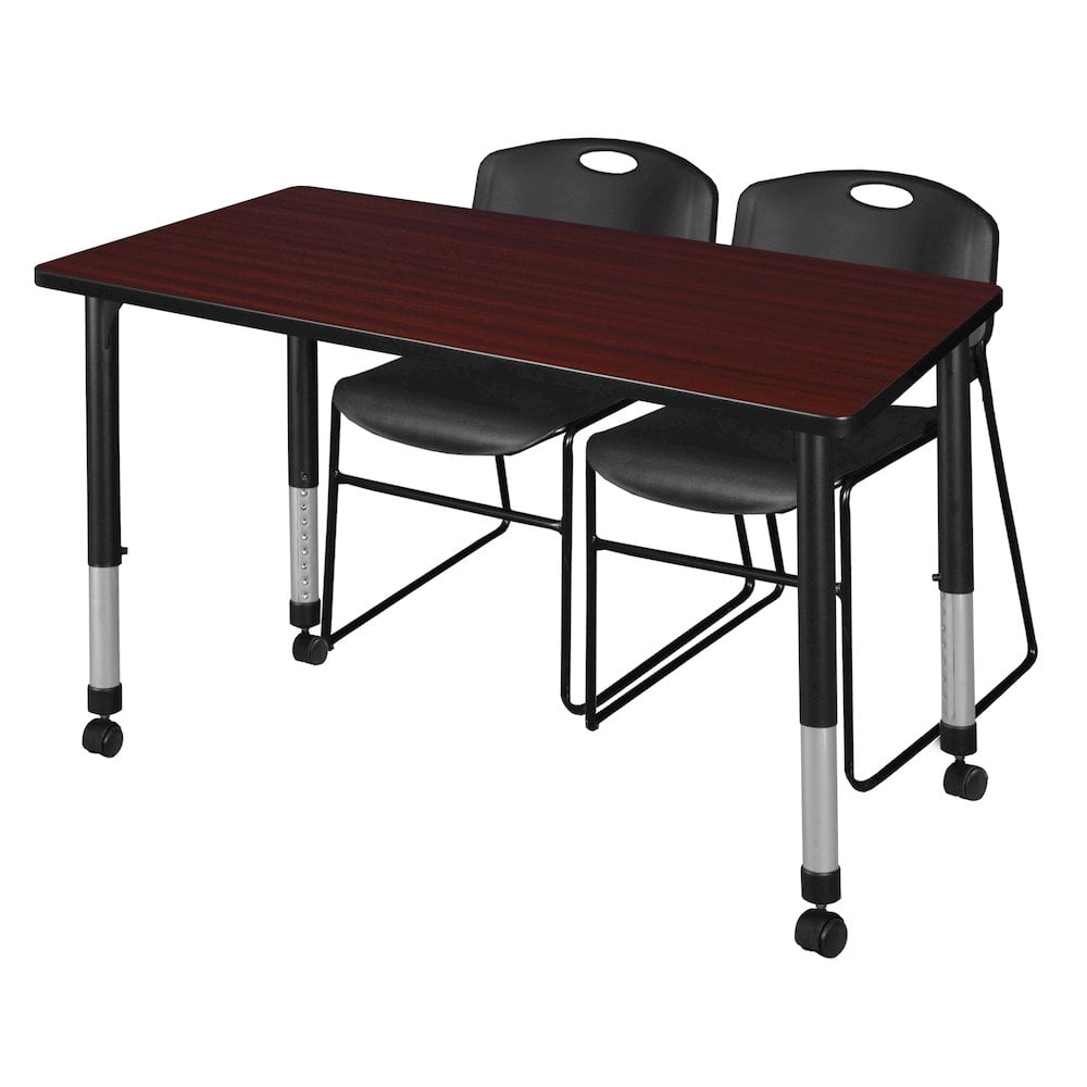 Regency 48x30 Mobile Adjustable Classroom Table- Mahogany & 2 Zeng ...