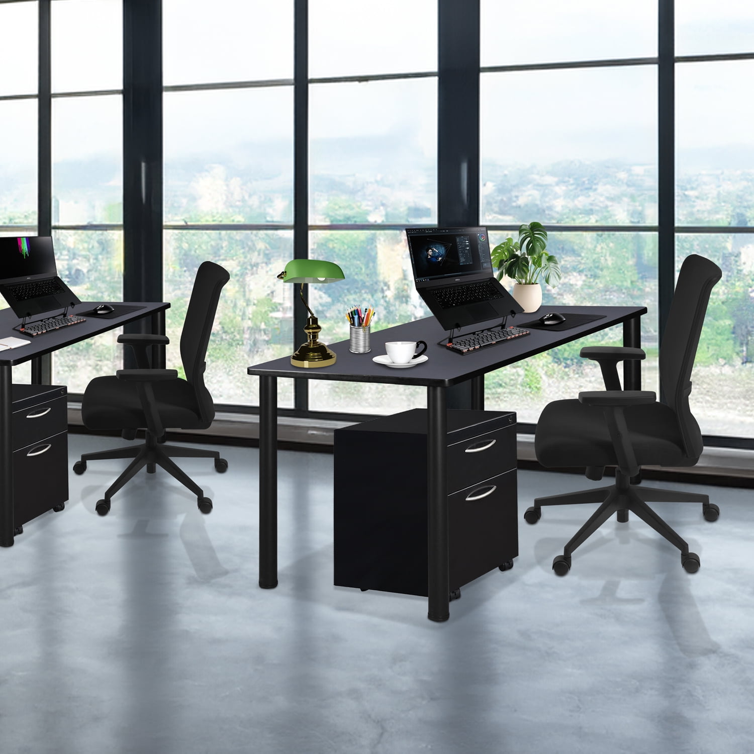 Regency Kee 66" Single Mobile Pedestal Desk- Grey/ Black - Walmart.com