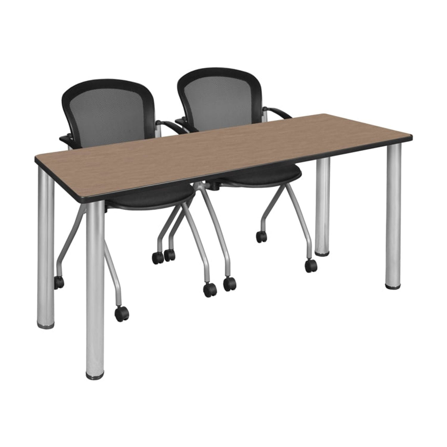 Regency Kee 66 x 24 in. Training Table- Noble Oak Top, Chrome Legs & 2 ...