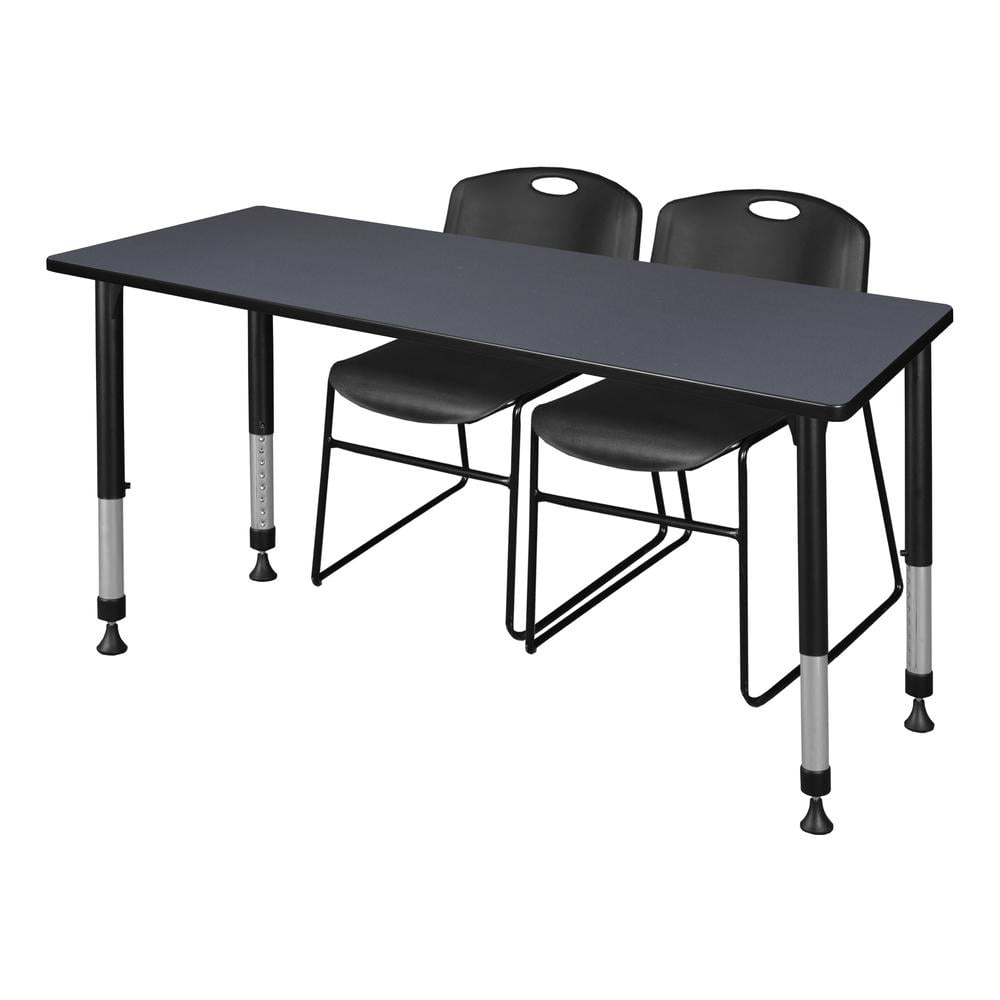 Regency Kee 72" x 24" Height Adjustable Classroom Table - Grey & 2 Zeng ...