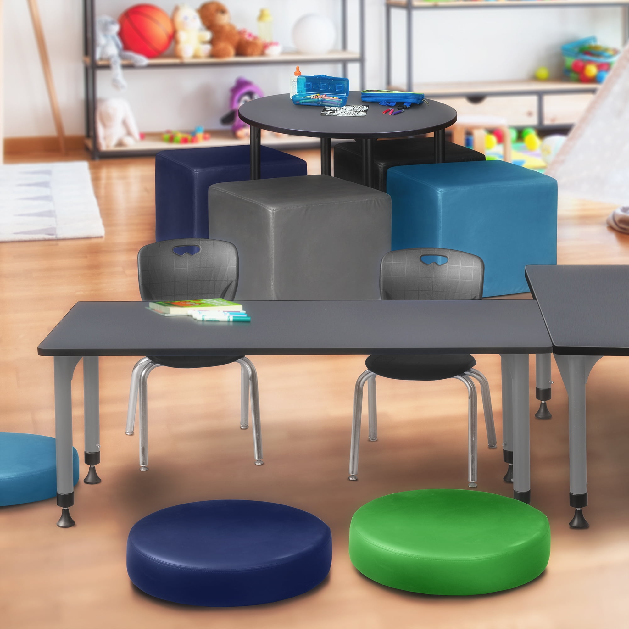 Regency Kee 72 x 24 in. Adjustable Classroom Table- Grey & 2 Andy 12 in ...