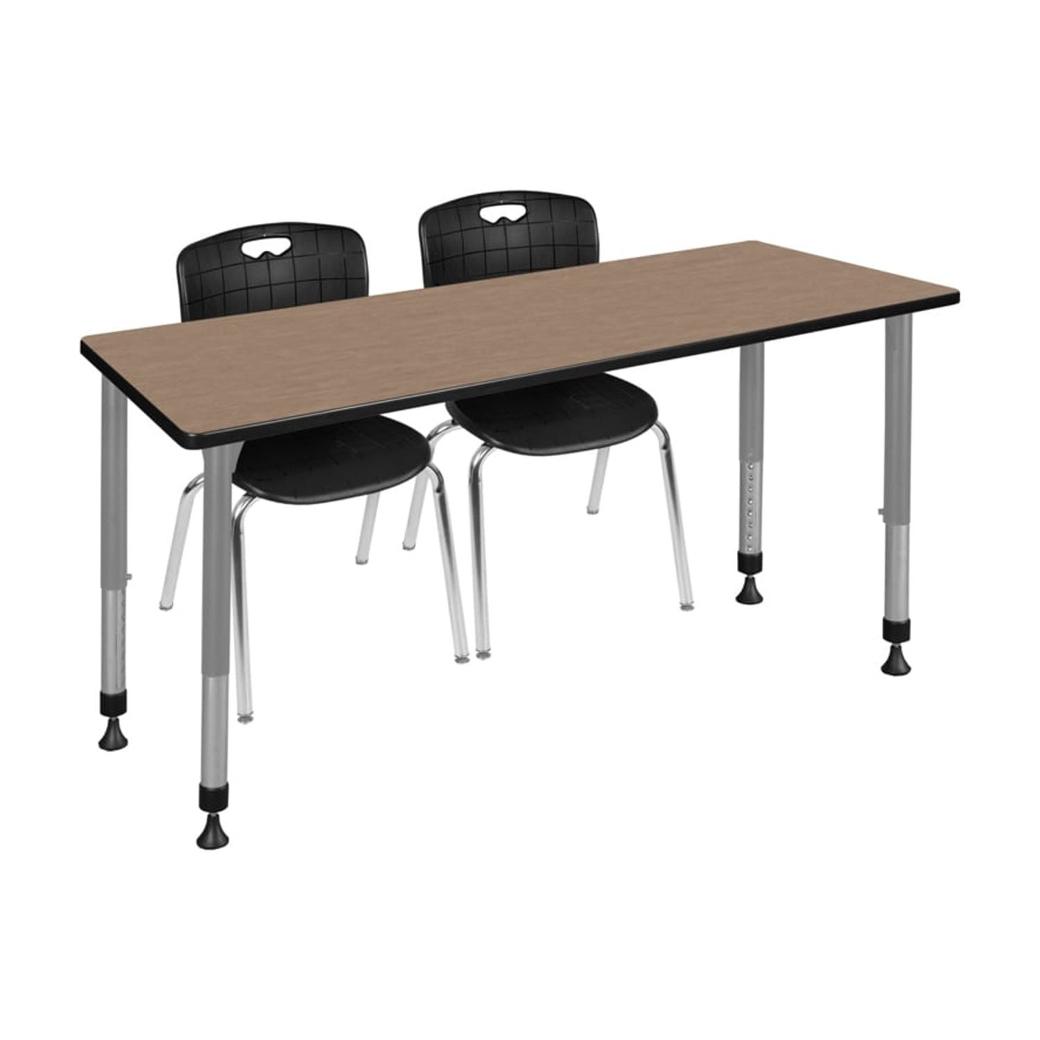 Regency Kee 72 x 24 in. Adjustable Classroom Table- Noble Oak Top, Grey ...