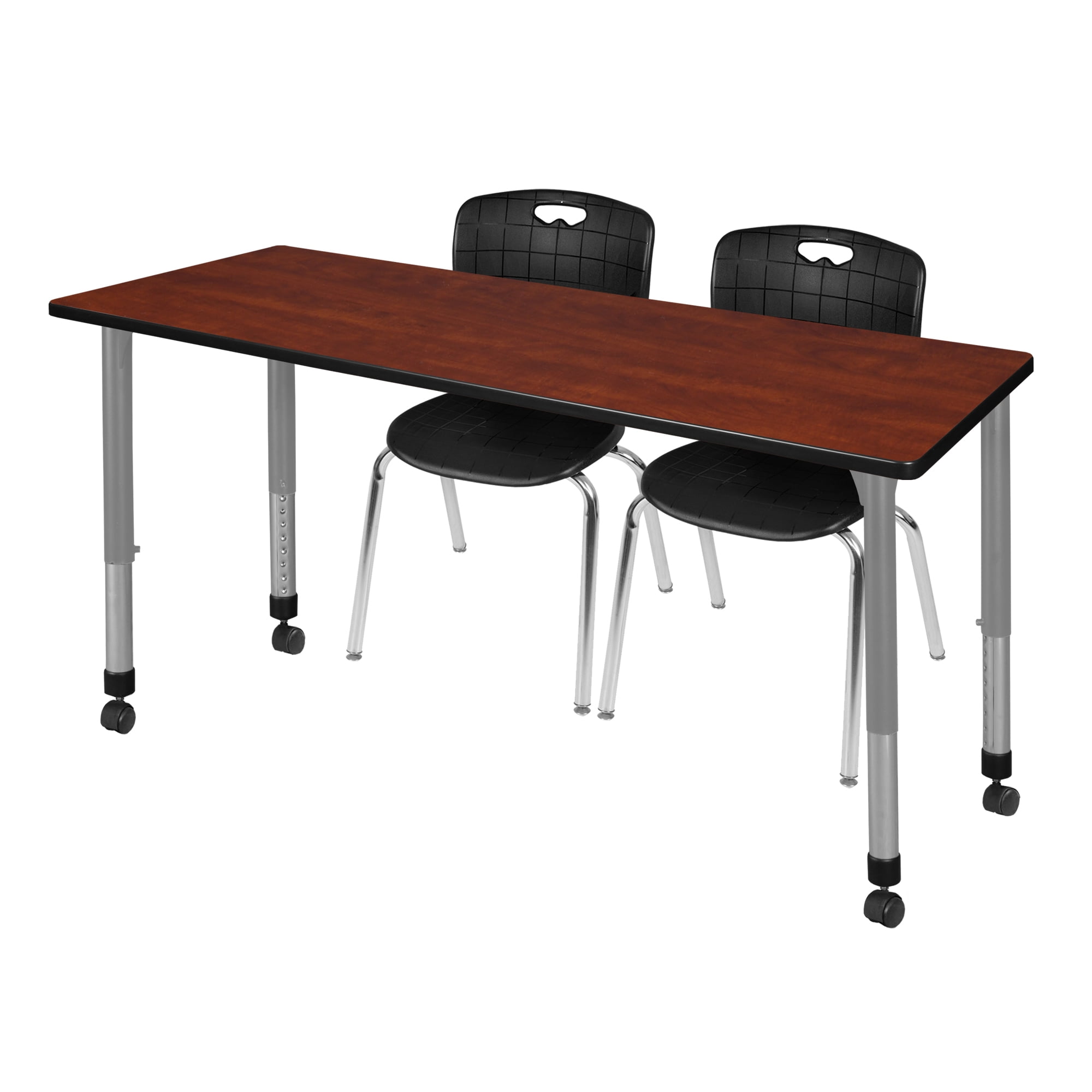 Regency Kee 72 x 24 in. Mobile Adjustable Classroom Table- Cherry & 2 ...