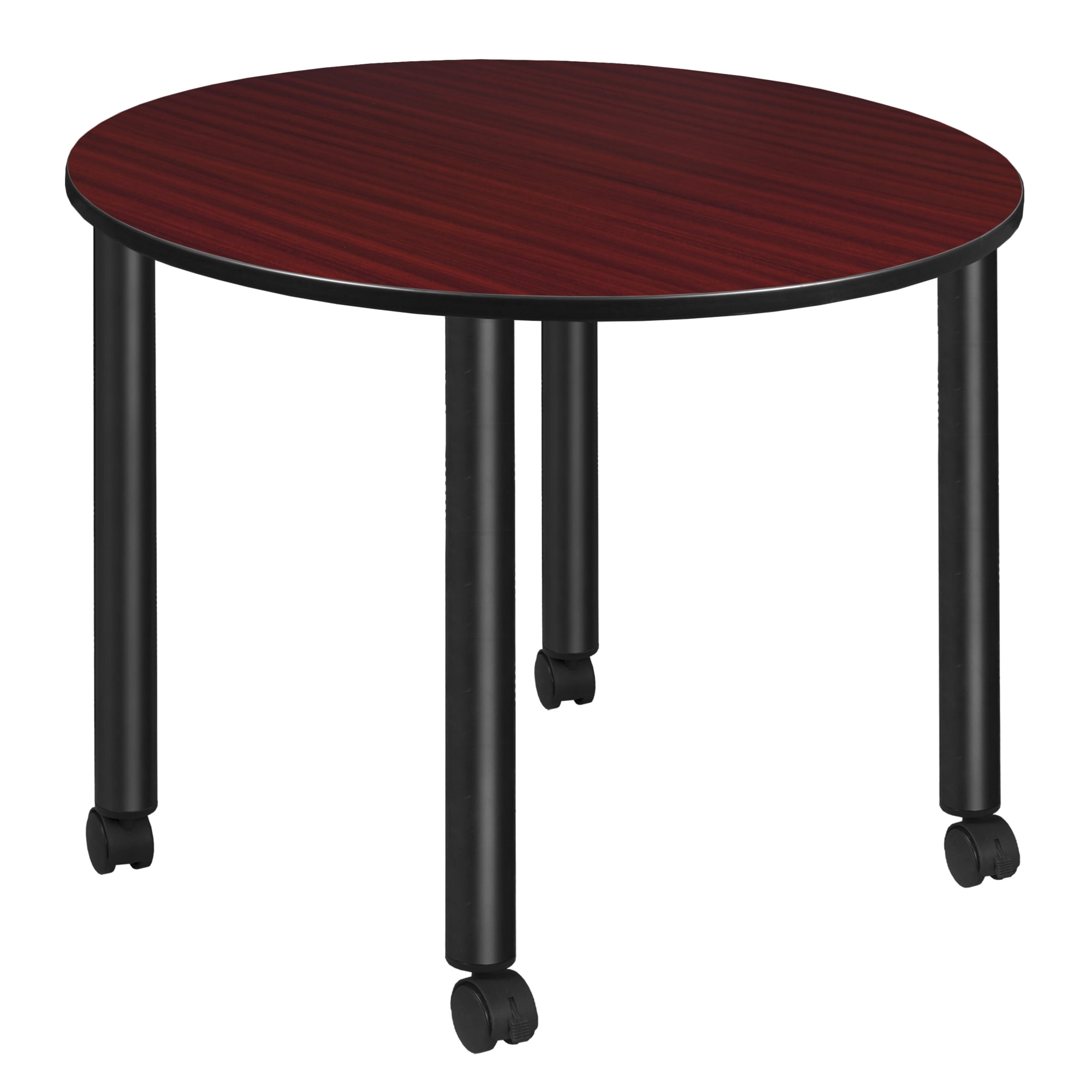 Regency Kee Large 48 in. Round Breakroom Table- Mahogany Top, Black ...