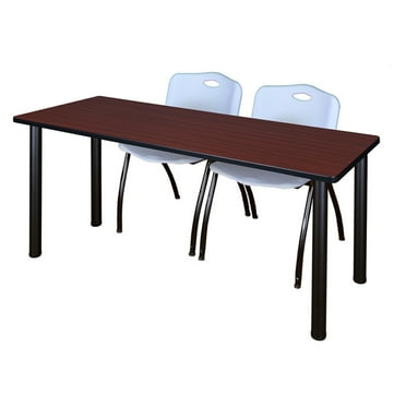 Regency Kee 72" x 24" Training Table, Cherry/Chrome and 2 Zeng Stack Chairs, Multiple Colors ...