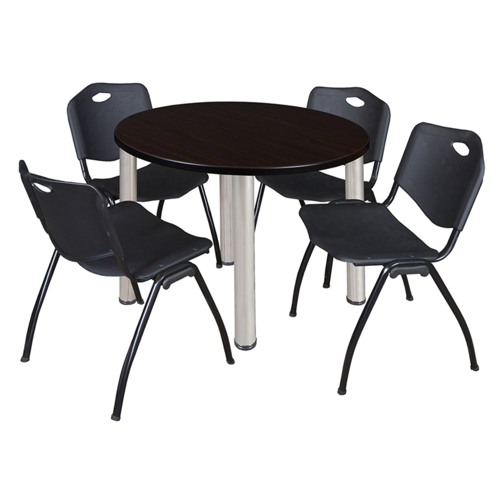 Regency Kee 42 in Round Breakroom Table- Mocha Walnut Top, Black Legs ...