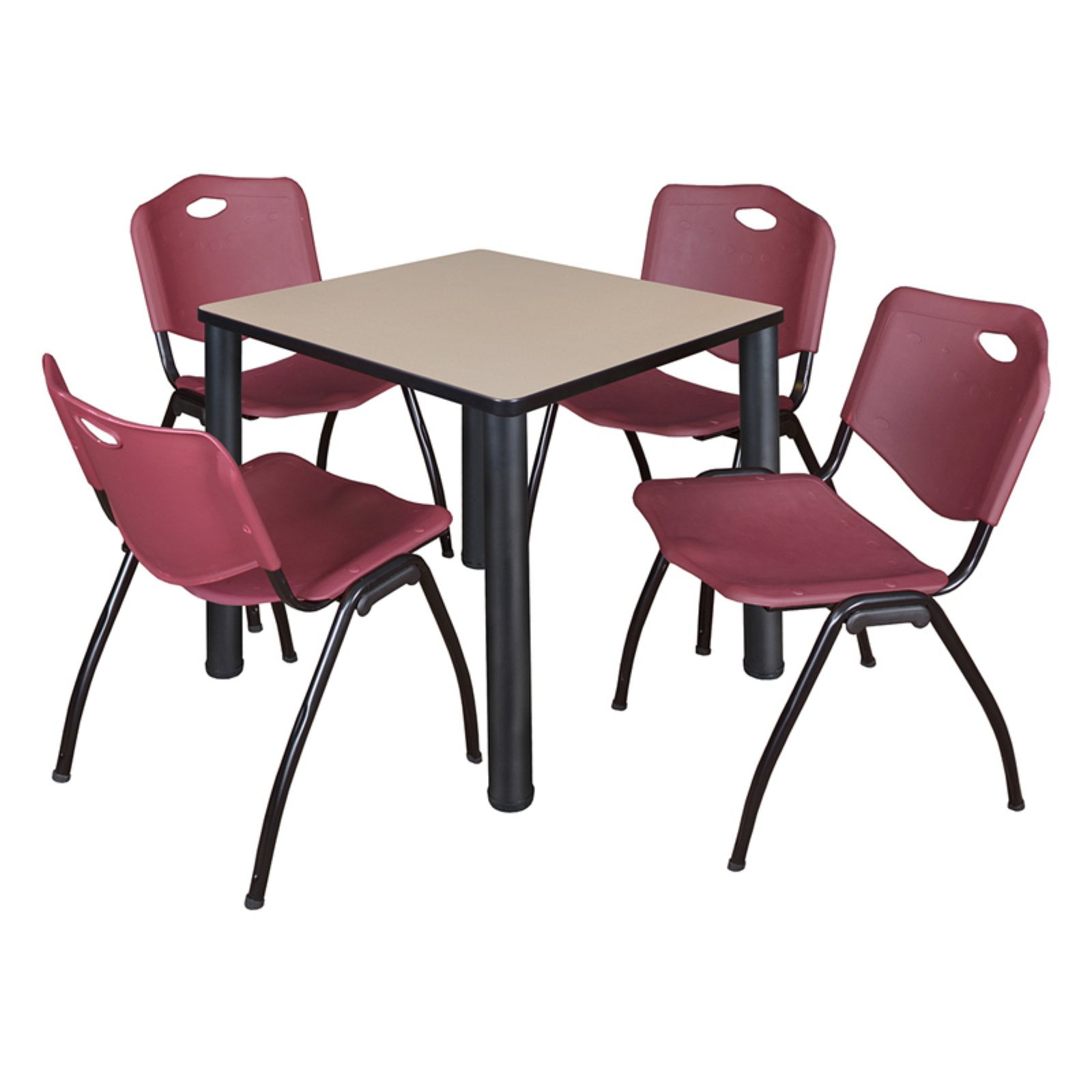 Regency Kee Square Beige Breakroom Table with 4 Stackable M Chairs ...
