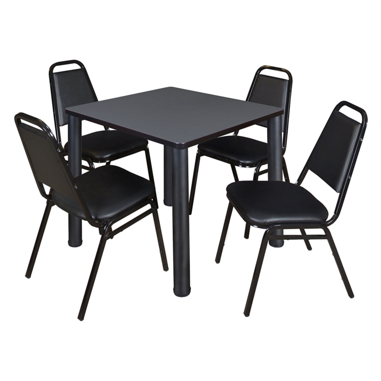 Regency Kee Square Breakroom Table with 4 Stackable Restaurant Chairs ...