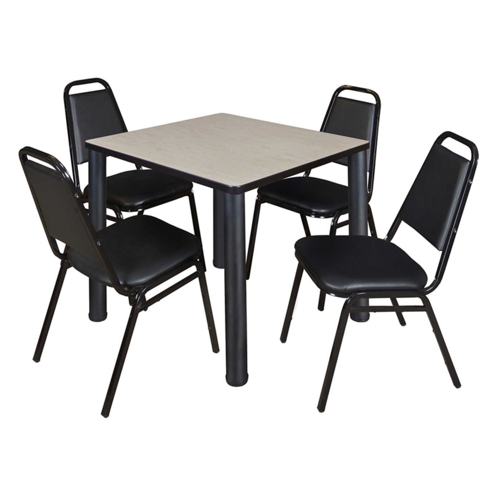 Regency Kee Square Breakroom Table with 4 Stackable Restaurant Chairs ...