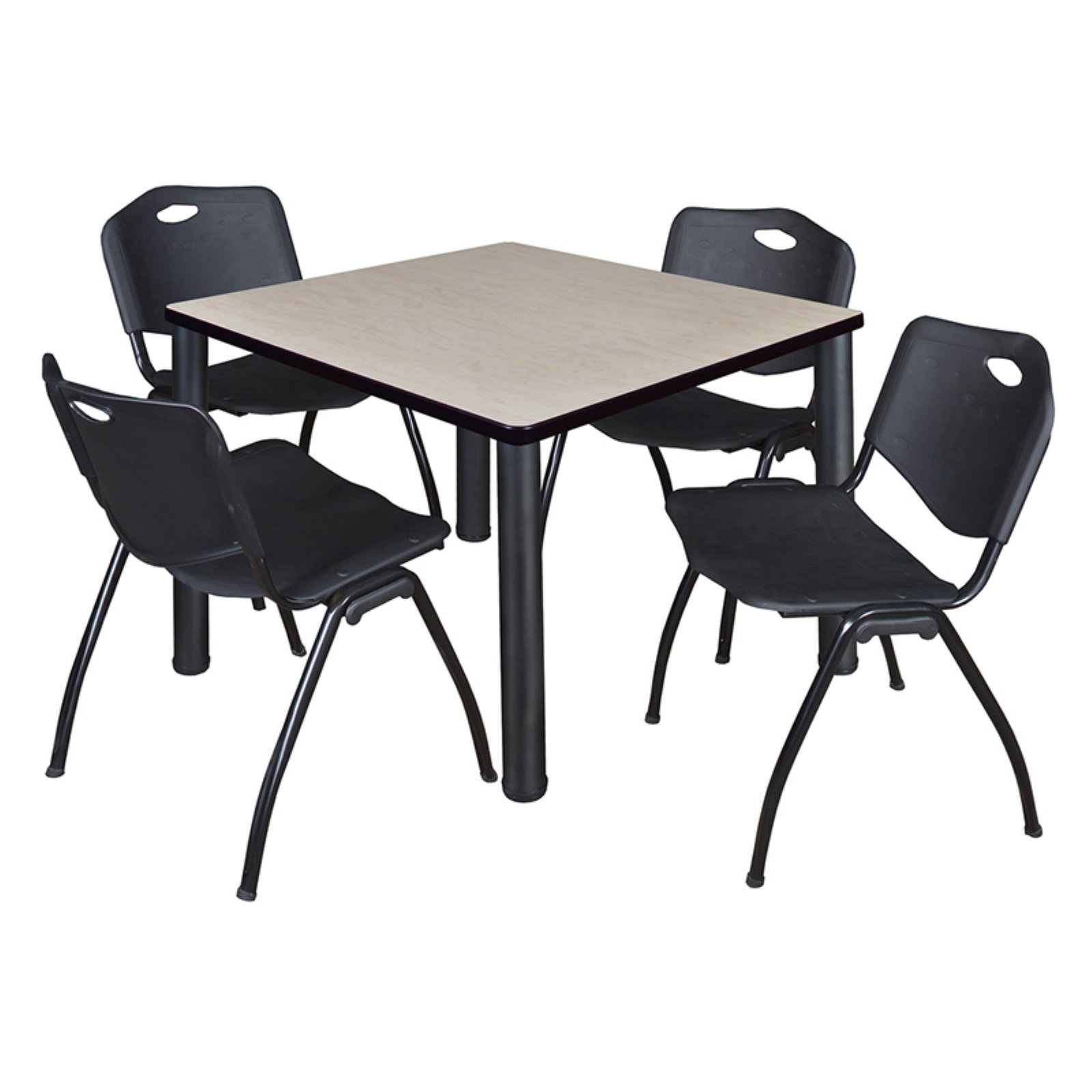 Regency Kee Square Maple Breakroom Table with 4 Stackable M Chairs ...