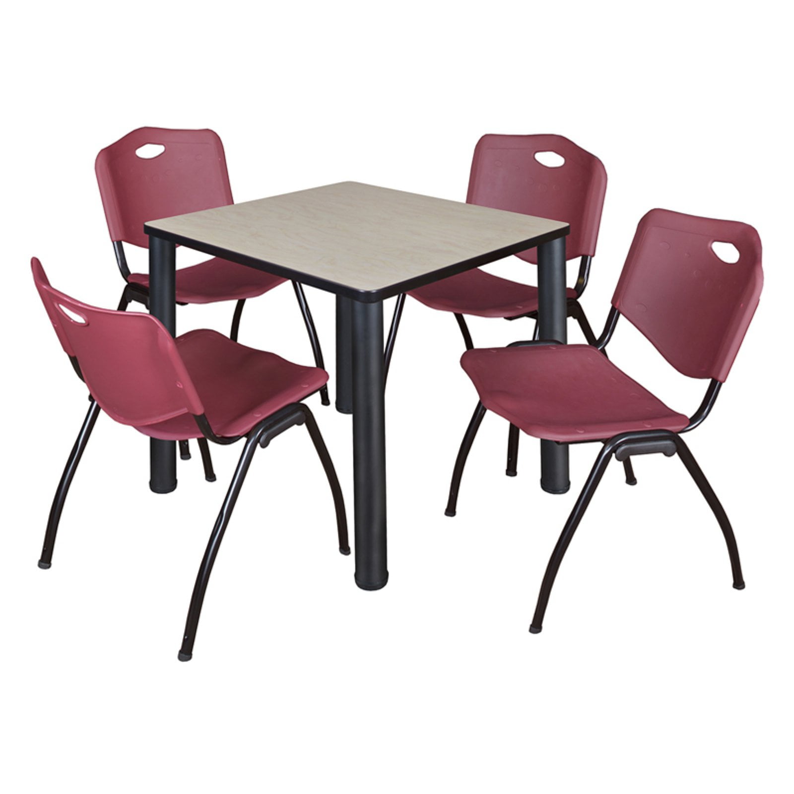 Regency Kee Square Maple Breakroom Table with 4 Stackable M Chairs ...