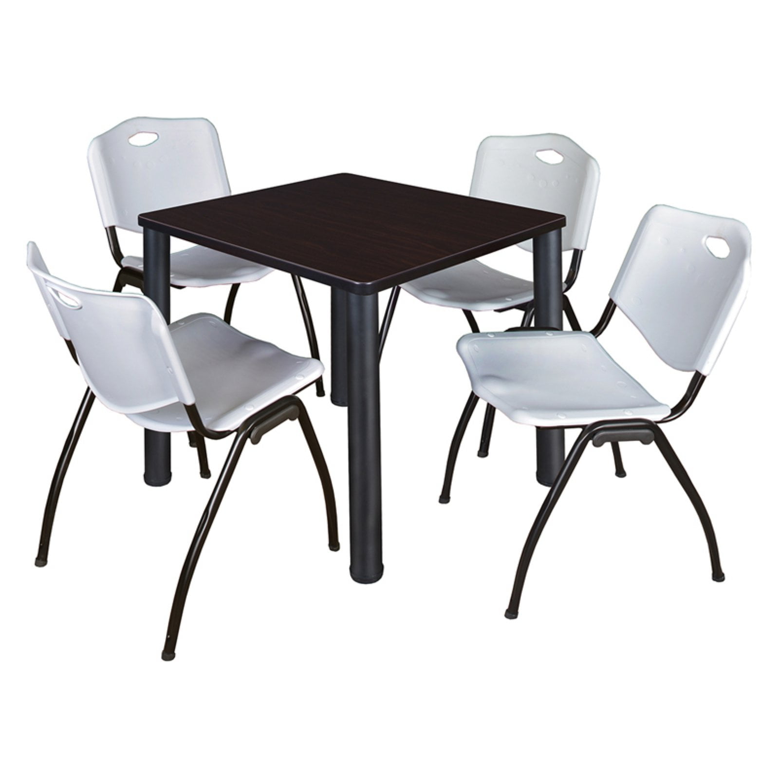 Regency Kee Square Mocha Walnut Breakroom Table with 4 Stackable M ...