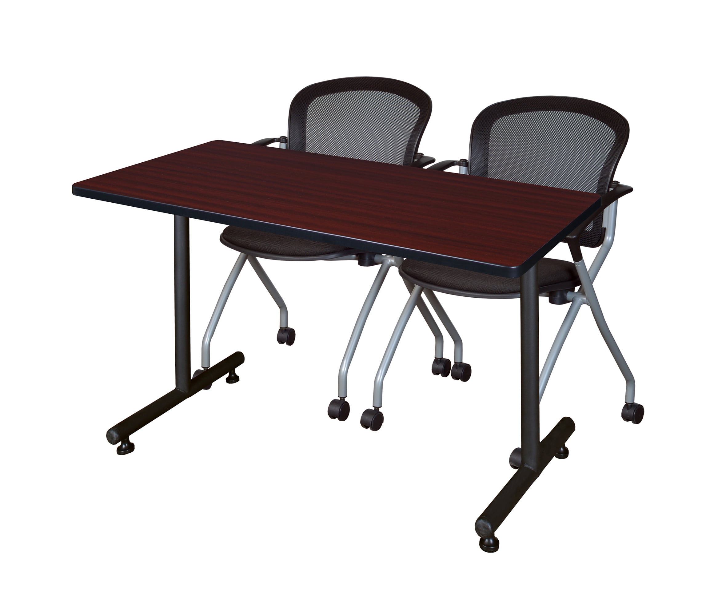 Regency Kobe 48 x 24 in. T-Base Training Seminar Table- Mahogany, 2 ...