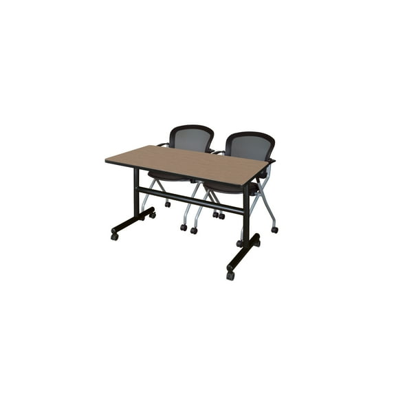 Regency Kobe 48 x 30 in. Flip-Top Training Nesting Table- Noble Oak, 2 ...
