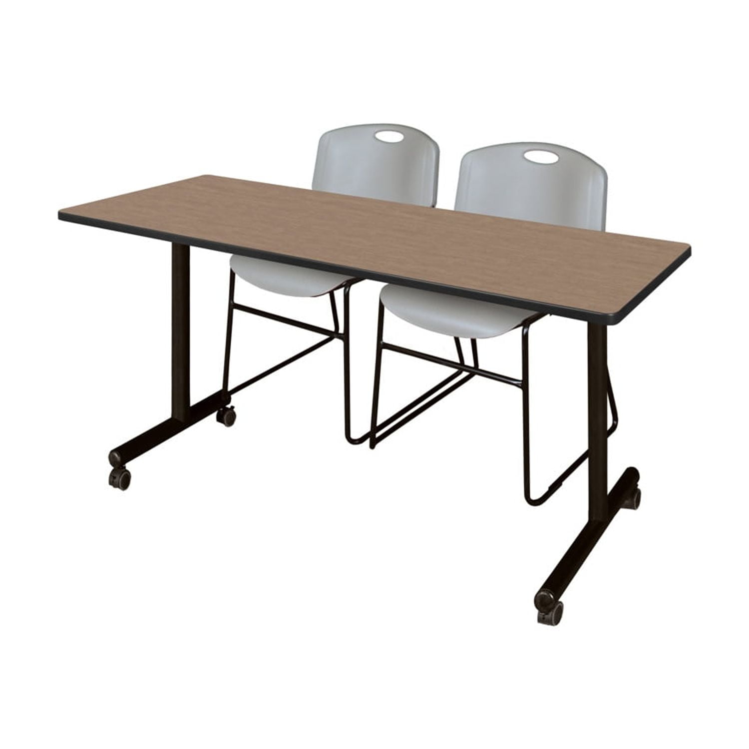 Regency Kobe 60 x 24 in. Mobile T-Base Training Table- Noble Oak, 2 ...