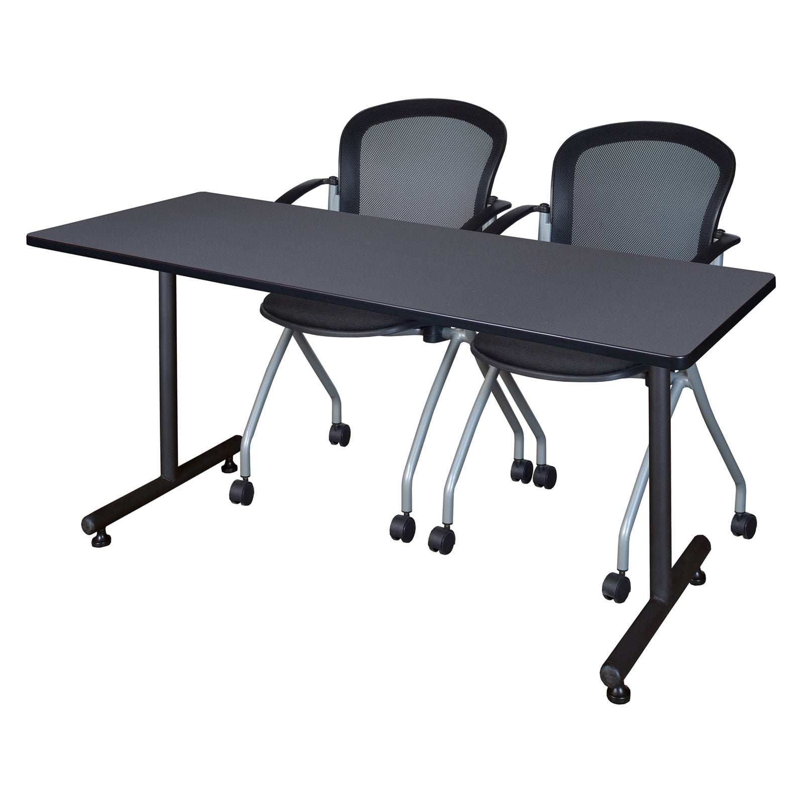 Regency Kobe 66 x 24 in. T-Base Training Seminar Table- Grey, 2 Cadence ...
