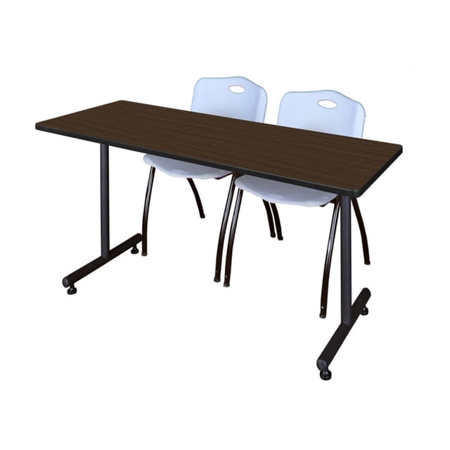 Regency Kobe 66 x 24 in. T-Base Training Seminar Table- Neo Walnut, 2 M ...