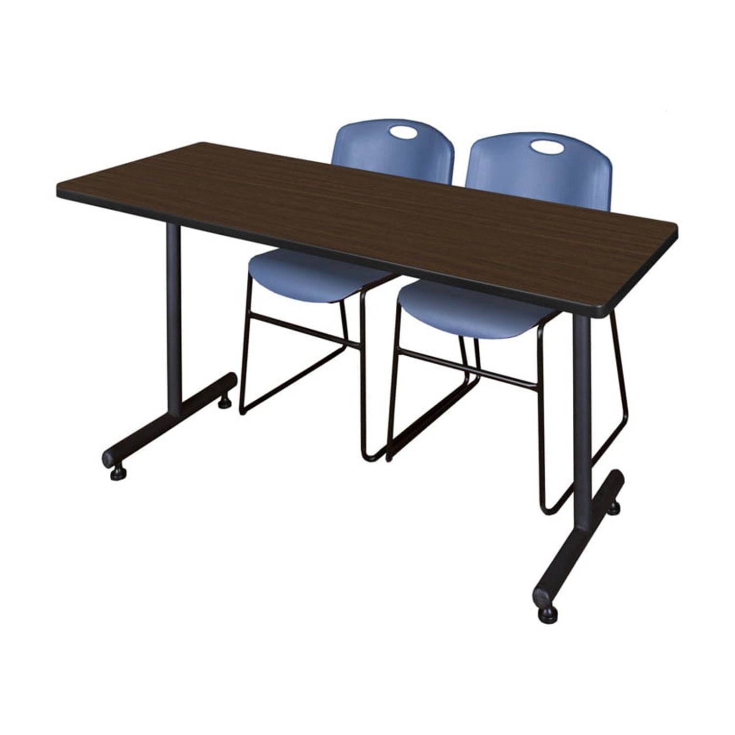 Regency Kobe 66 x 30 in. T-Base Training Seminar Table- Neo Walnut, 2 ...