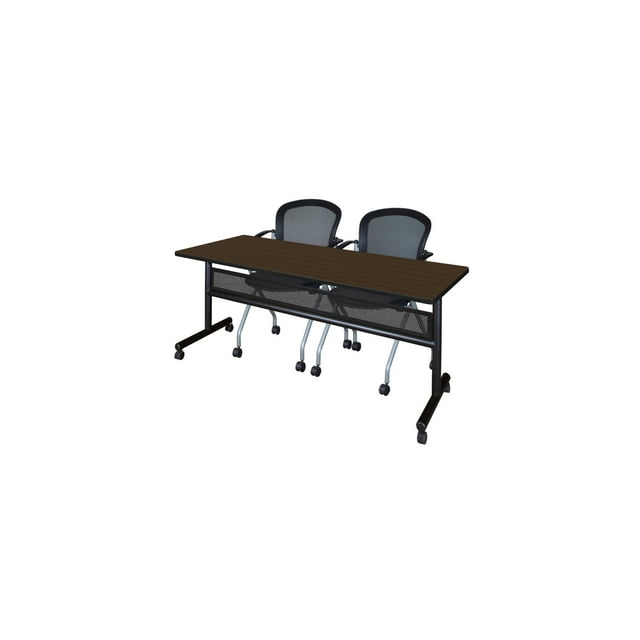 Regency Kobe 72 x 24 in. Flip-Top Privacy Nesting Table- Neo Walnut, 2 ...