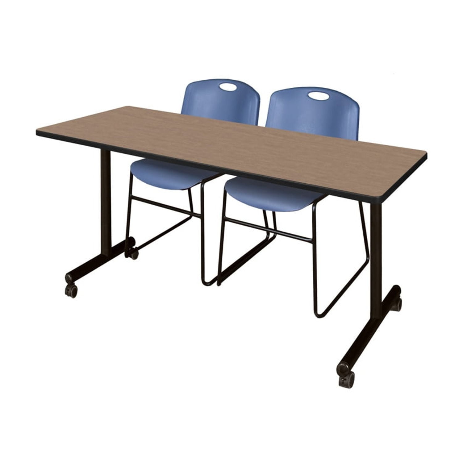 Regency Kobe 72 x 24 in. Mobile T-Base Training Table- Noble Oak, 2 ...