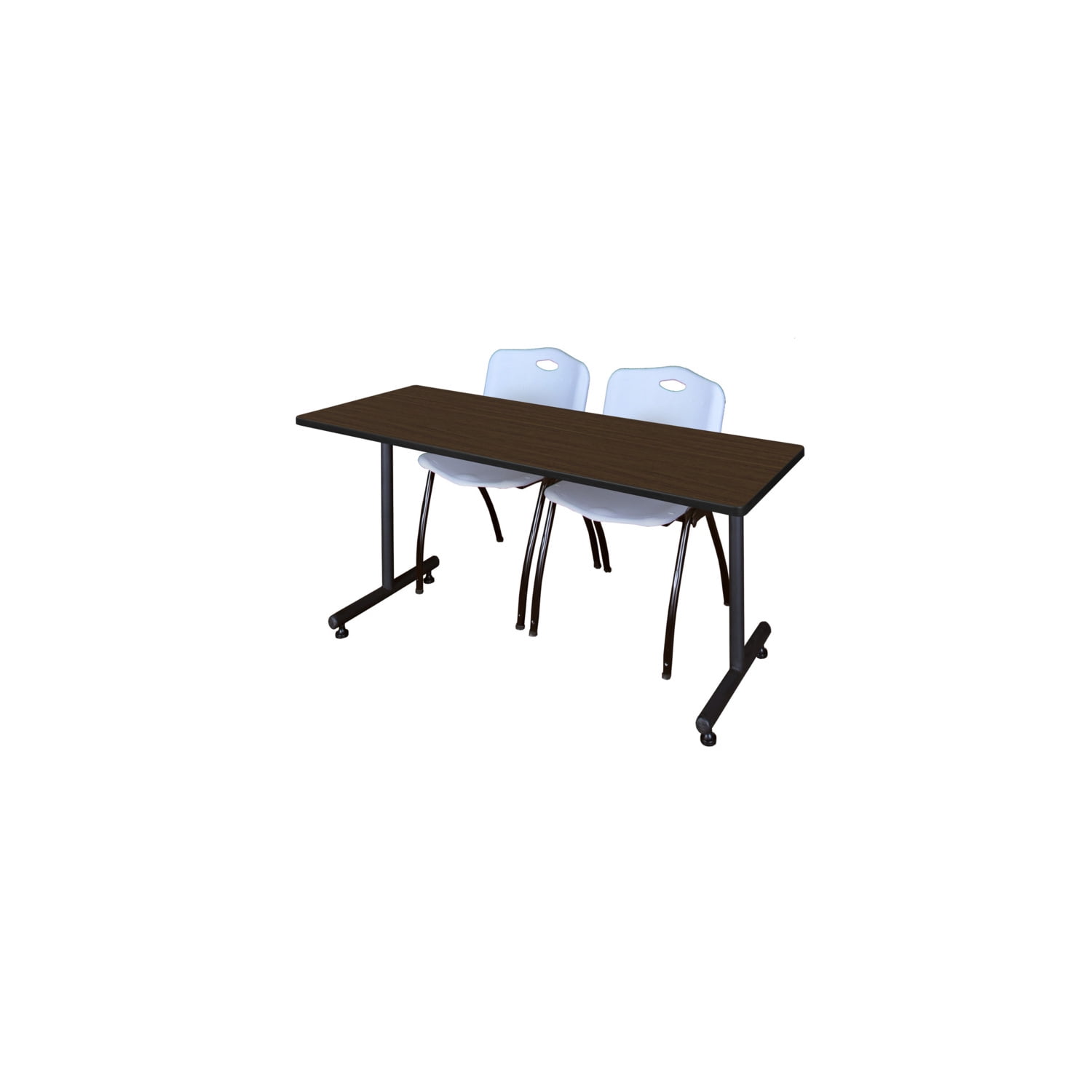 Regency Kobe 72 x 24 in. T-Base Training Seminar Table- Neo Walnut, 2 M ...