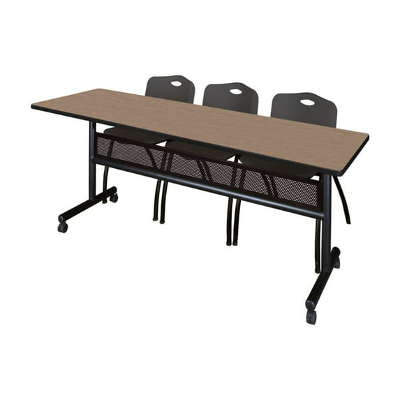 Regency Kobe 84 x 24 in. Flip-Top Privacy Nesting Table- Noble Oak, 2 M ...