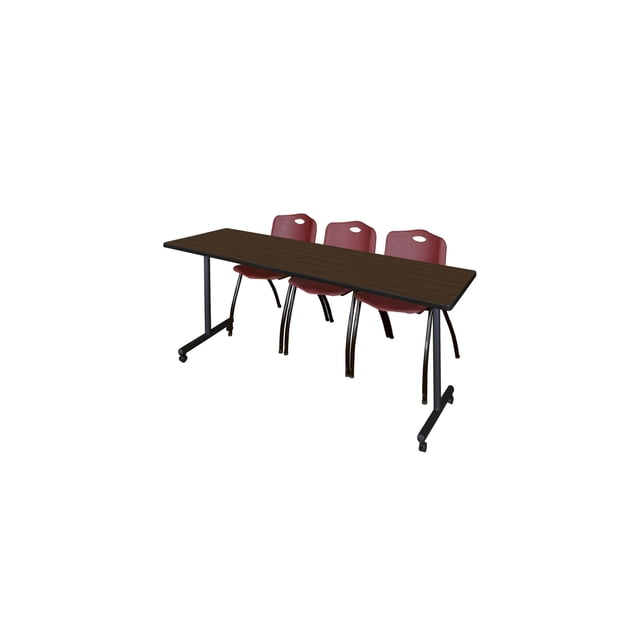 Regency Kobe 84 x 24 in. Flip-Top Training Nesting Table- Neo Walnut, 2 ...