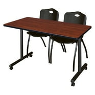 Structure 60" x 24" Training Table with Modesty Panel- Mahogany/Black ...