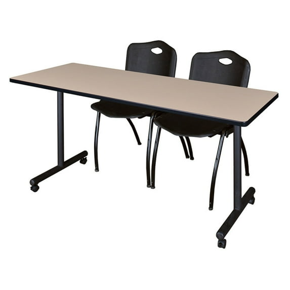 Regency Kobe 66 x 24 in. Mobile T-Base Training Table- Beige, 2 M Stack ...