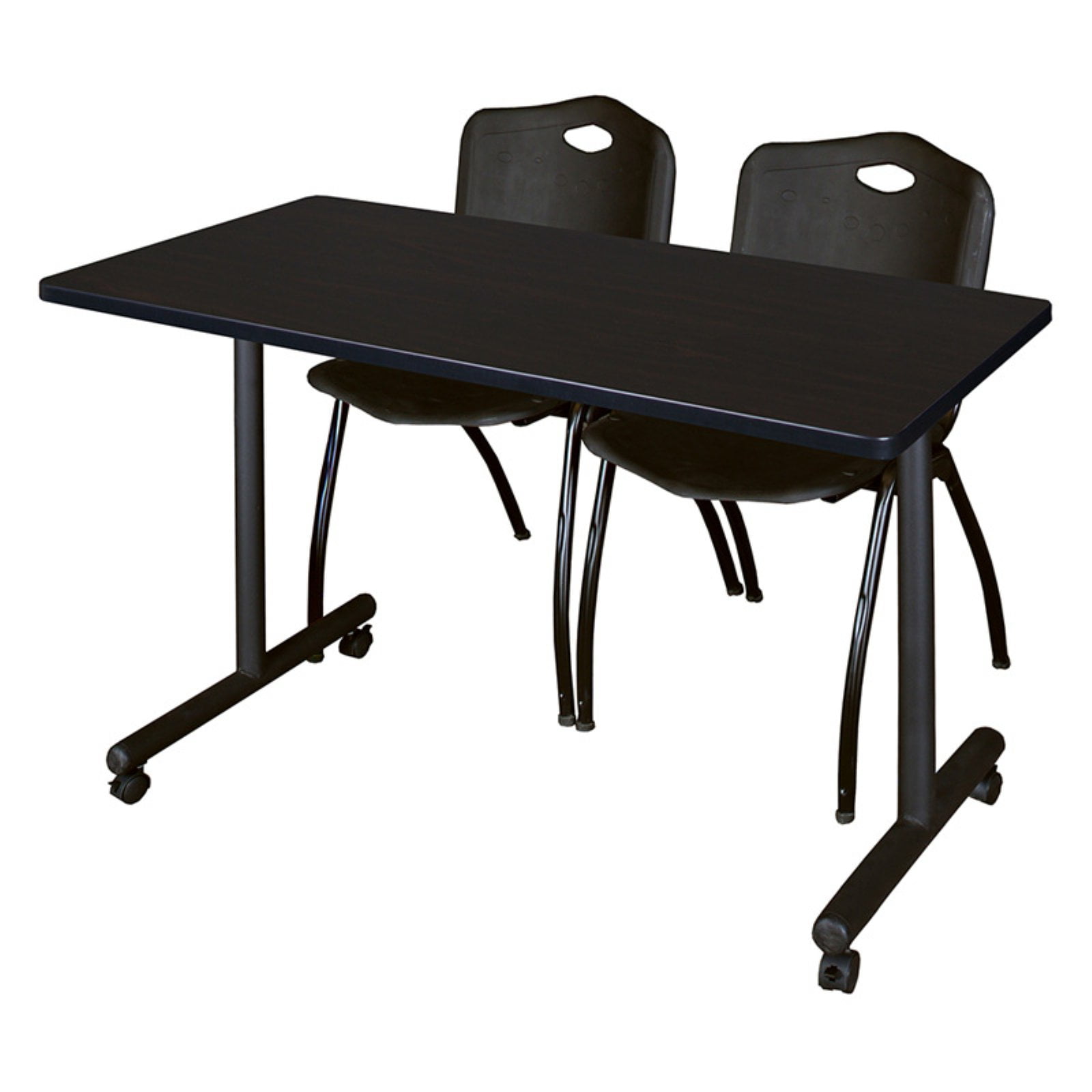 Regency Kobe 66 x 24 in. Mobile T-Base Training Table- Mocha Walnut, 2 ...