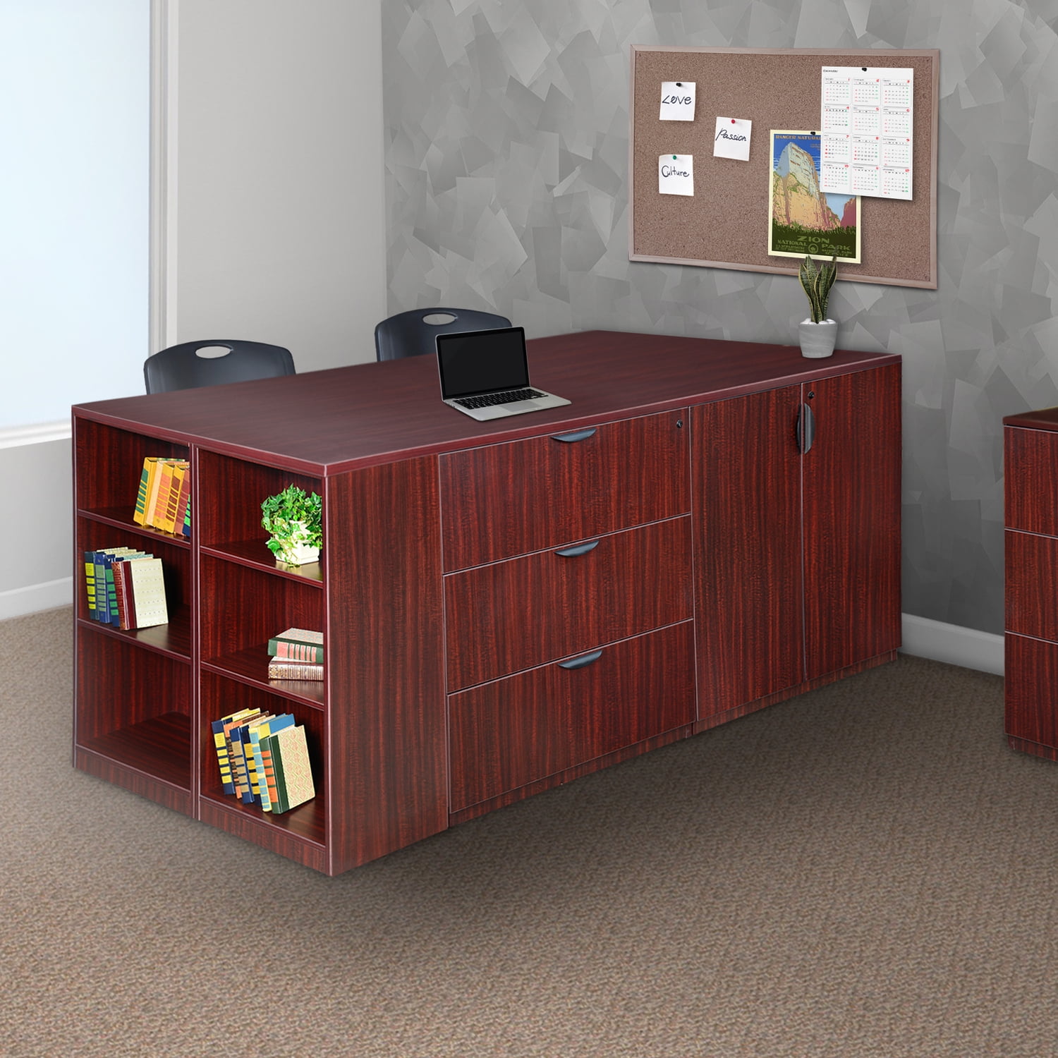 Regency Legacy Stand Up 2 Desk/ Storage Cabinet/ Lateral File Quad with ...