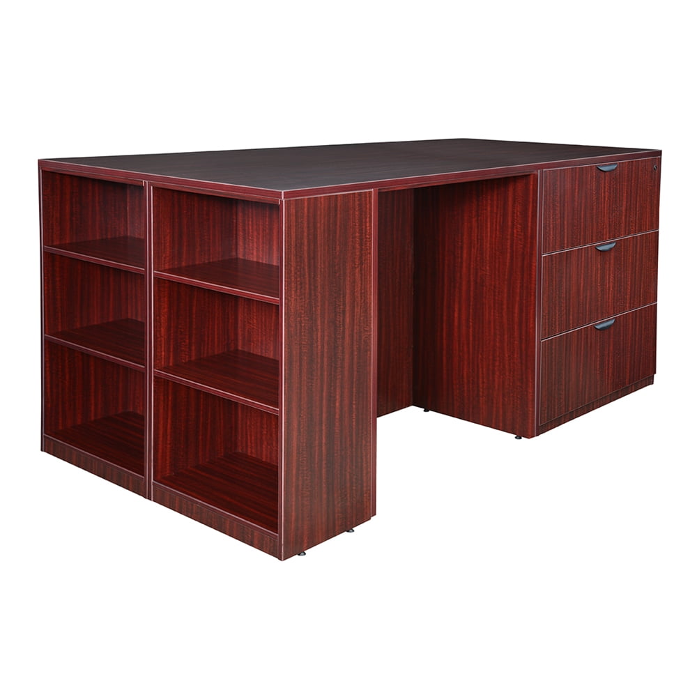 Legacy Stand Up 2 Lateral File/ Storage Cabinet/ Desk Quad w/ Bookcase ...