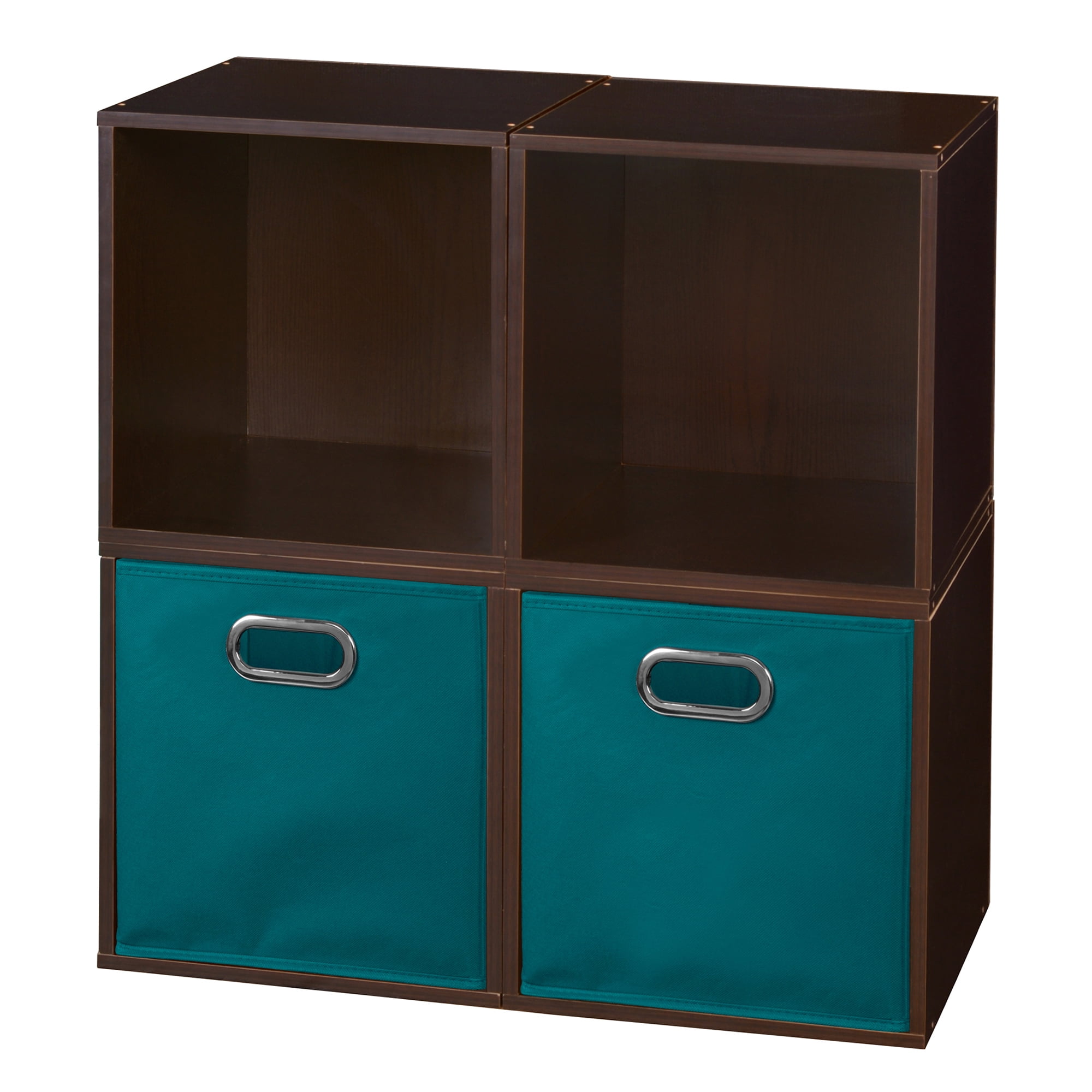 Niche Cubo Storage Organizer Open Bookshelf Set- 4 Cubes 2 Canvas Bins ...