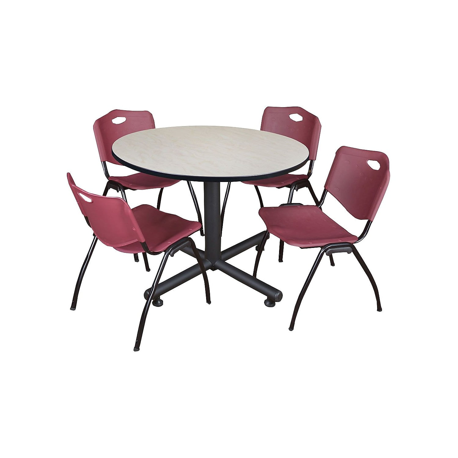 Regency Seating Kobe 48" Round Breakroom Table- Maple & 4 'M' Stack ...