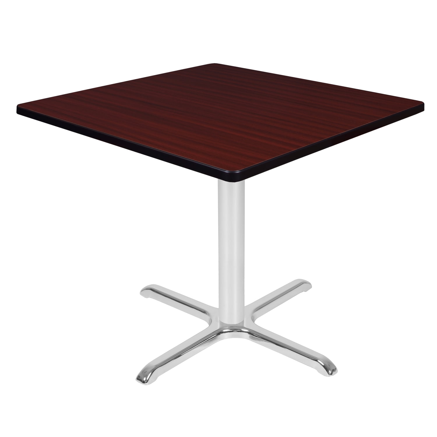 Regency Via 36" Square X-Base Table- Mahogany/Chrome - Walmart.com