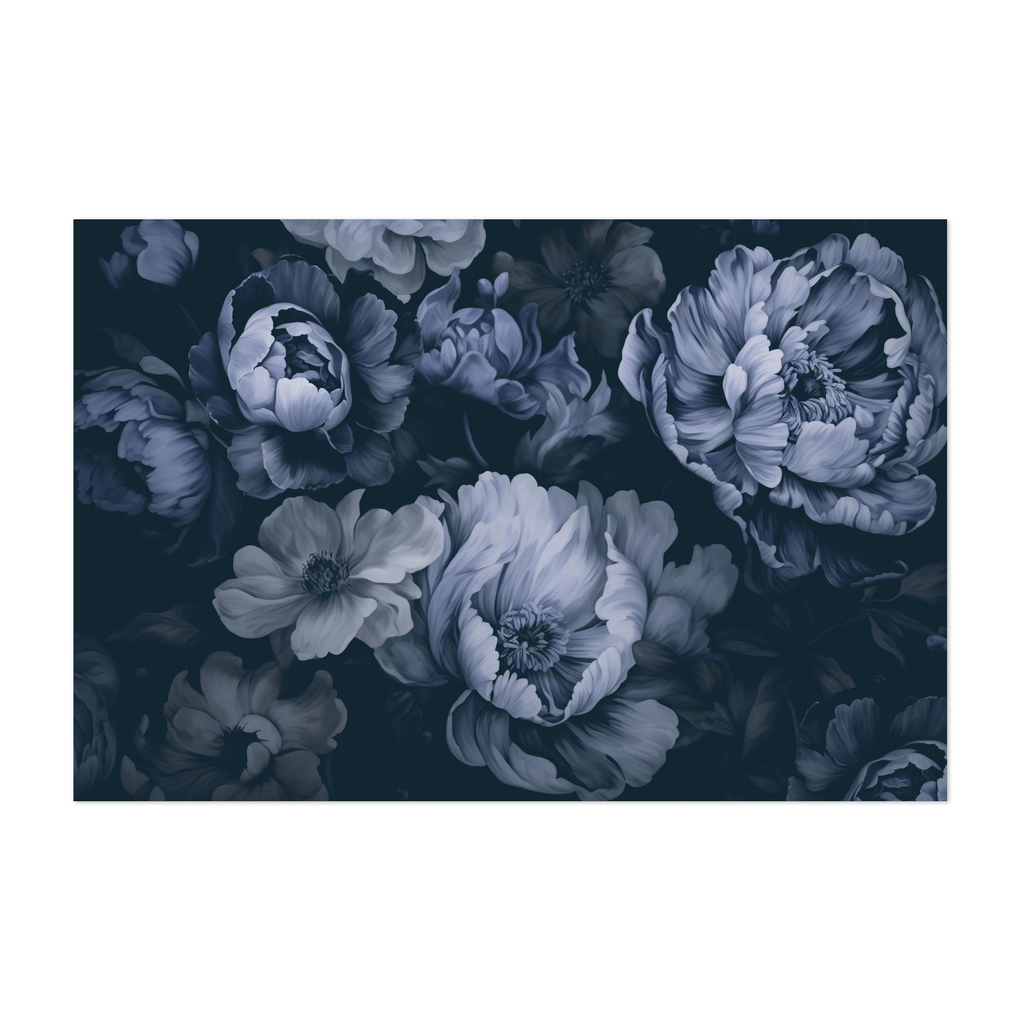 Regency Vibe Floral Opulence Moody Blue - Painting Floral Flowers ...