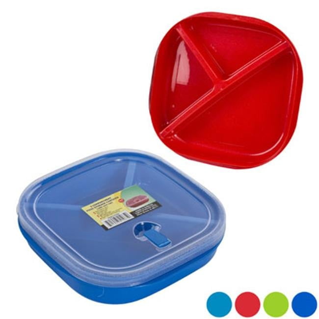 Regent Products 3-Section Square Plate with Lid Microwave Vent Clear ...
