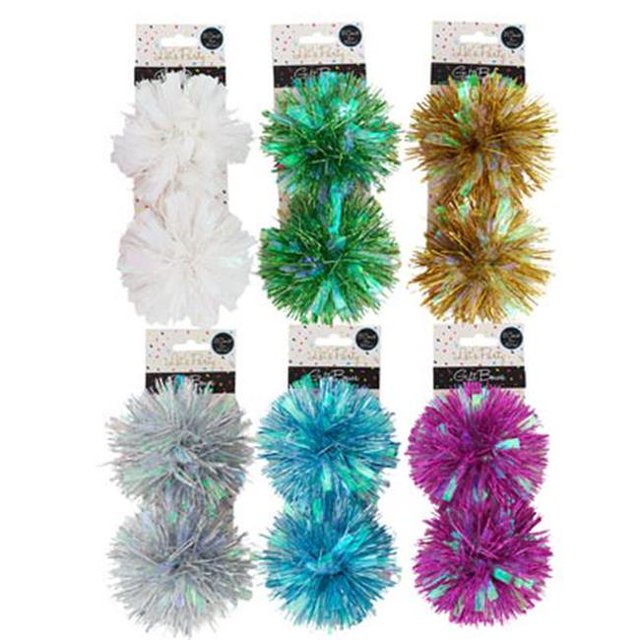 Regent Products 4 in. Pom Pom Gift Bow, 6 Assorted Color - 2 Count ...