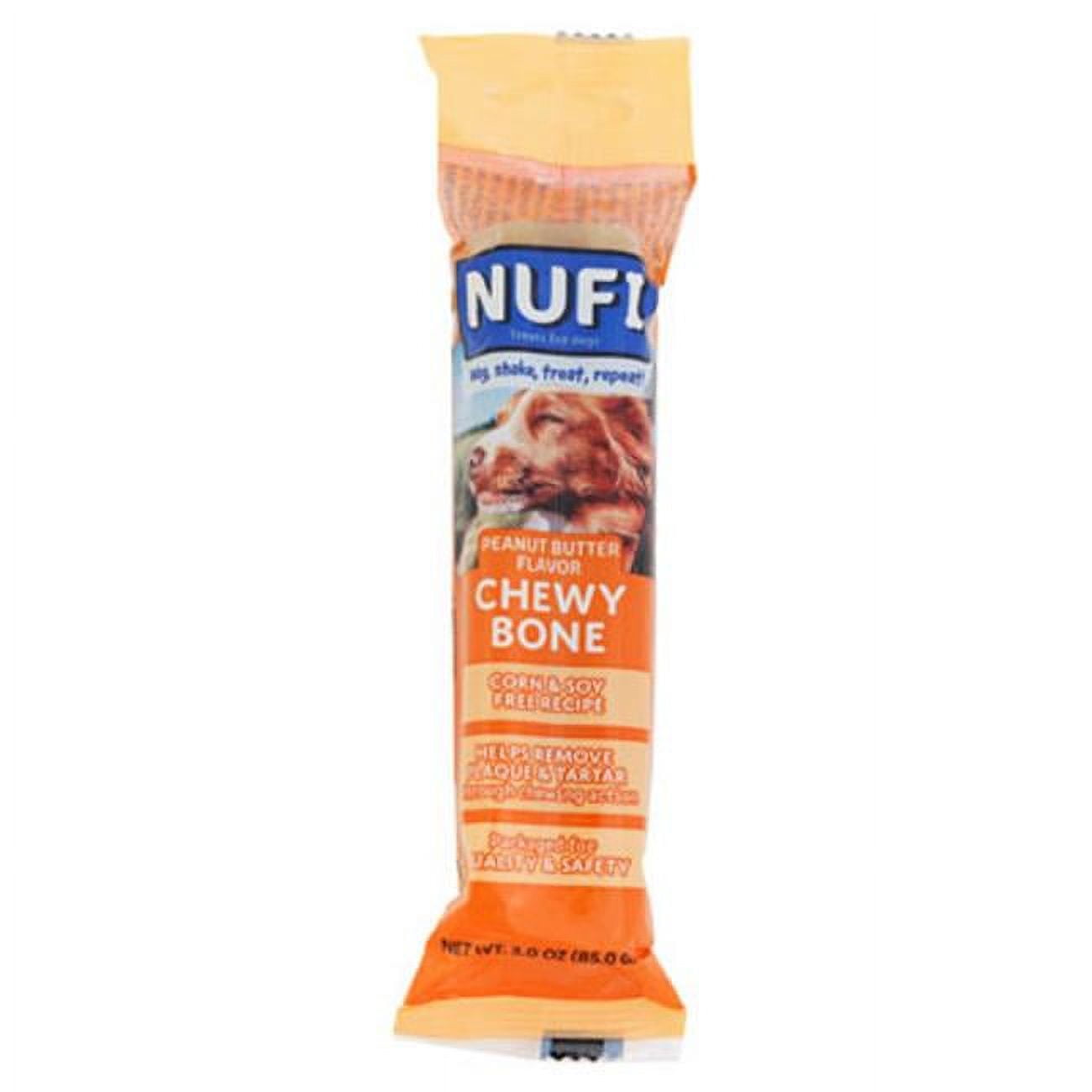 Regent Products 60000 3 oz Peanut Butter Nufi Chewy Bone Dog Treat in ...
