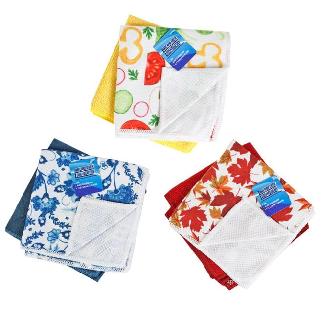 Regent Products Dish Cloth with Mesh Scrub Side Microfiber Fall Prints ...
