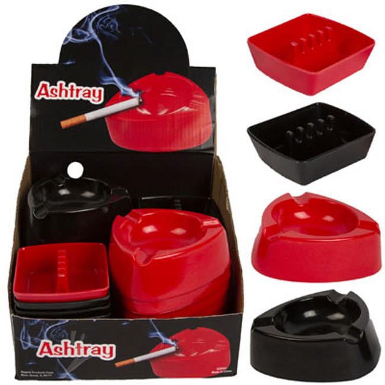 Regent Products G20541 Shape Ash Trays in PBQ Plastic, Black & Red - 36 ...